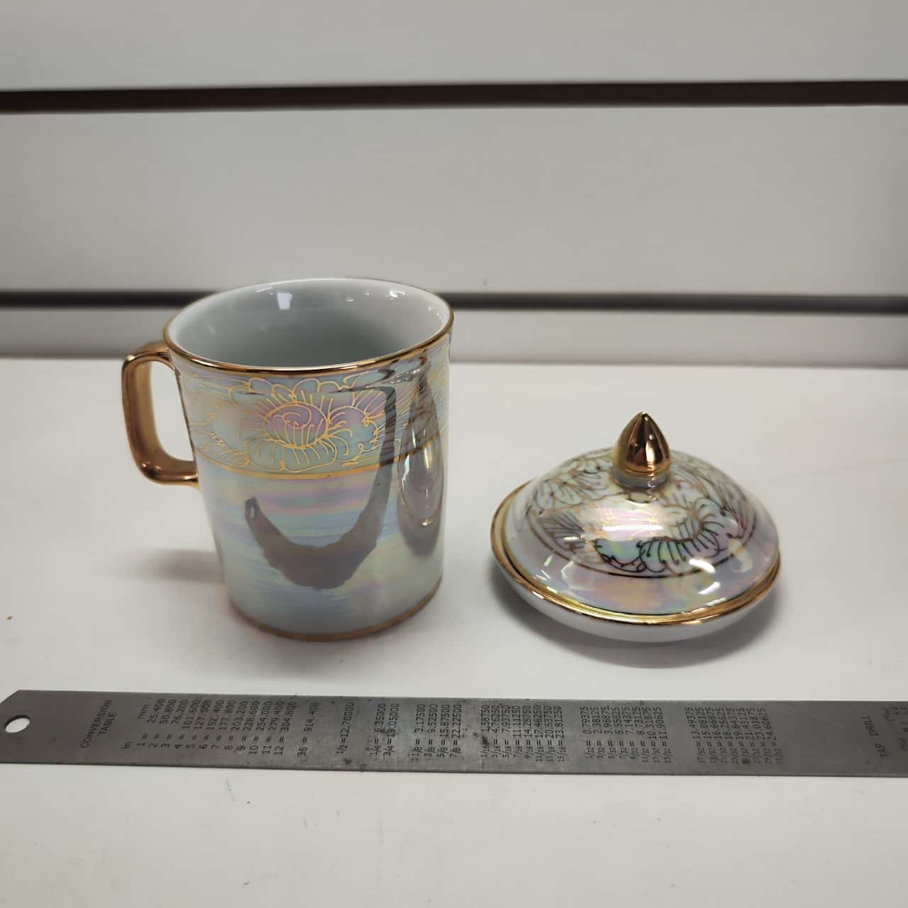 3pcs Hand painted in Thailand mug and plate set with lid