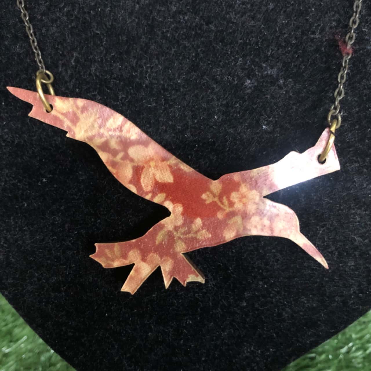 Resin & Wood Red Bird Necklace (s)