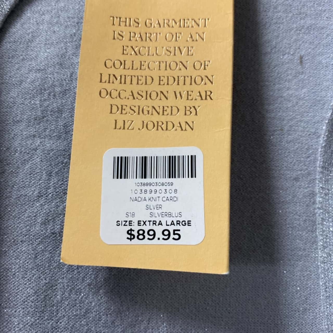 Liz Jordan Womens Size XL Silver cardigan new (s)