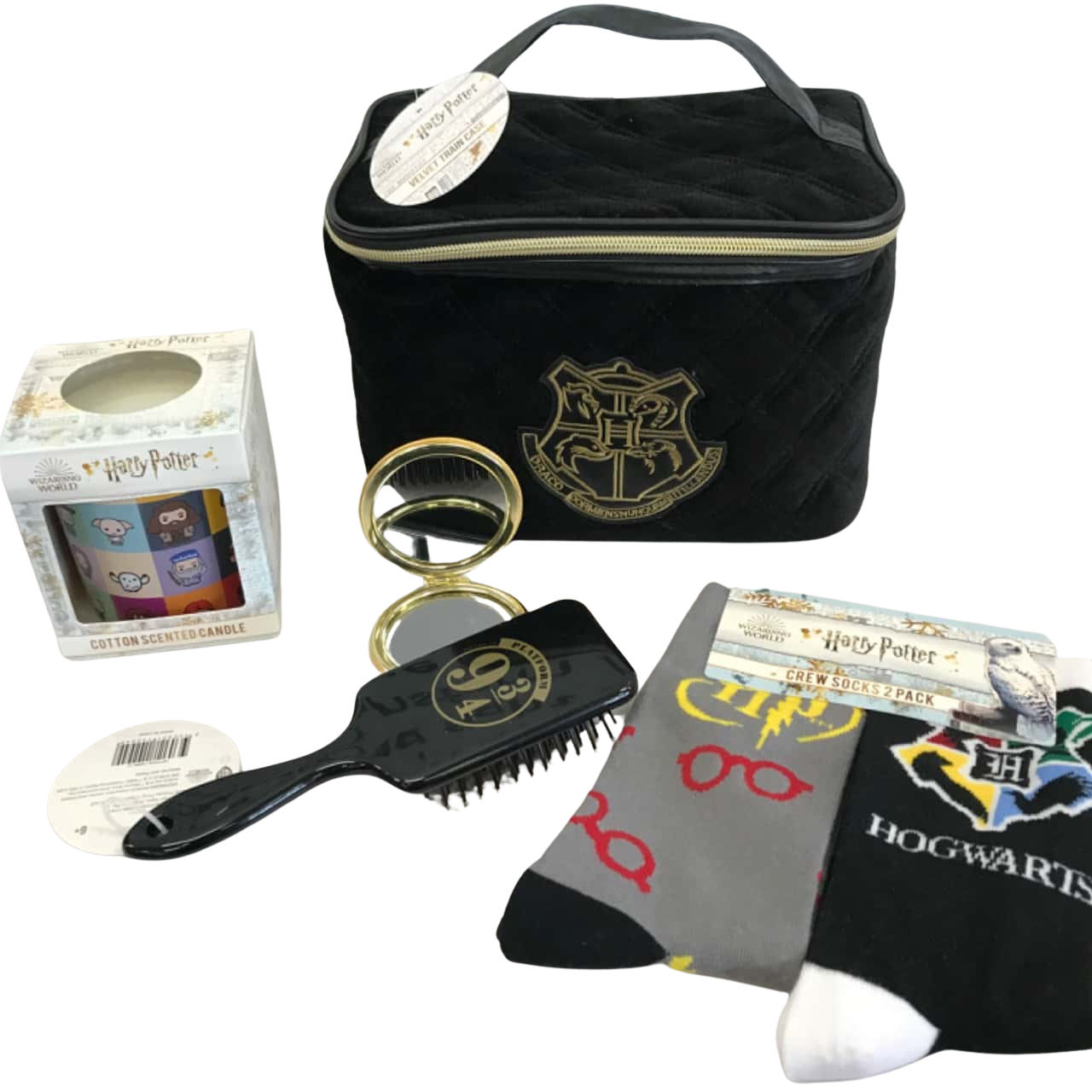 BNWT Harry Potter Bundle #2 Velvet Train Case, Candle, Brush, Mirror ...