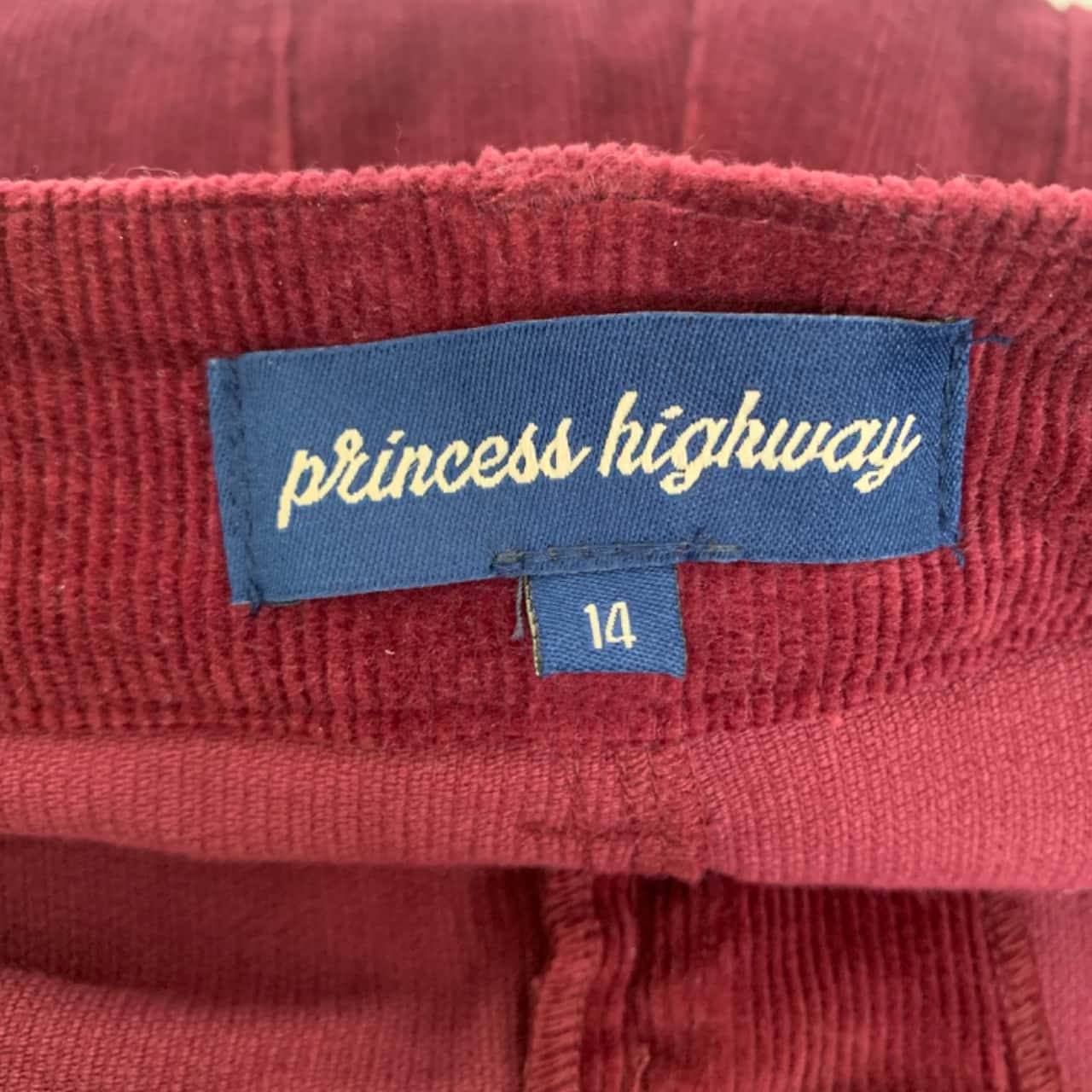 Princess Highway Size 12 Maroon Straight Leg Cords (s)