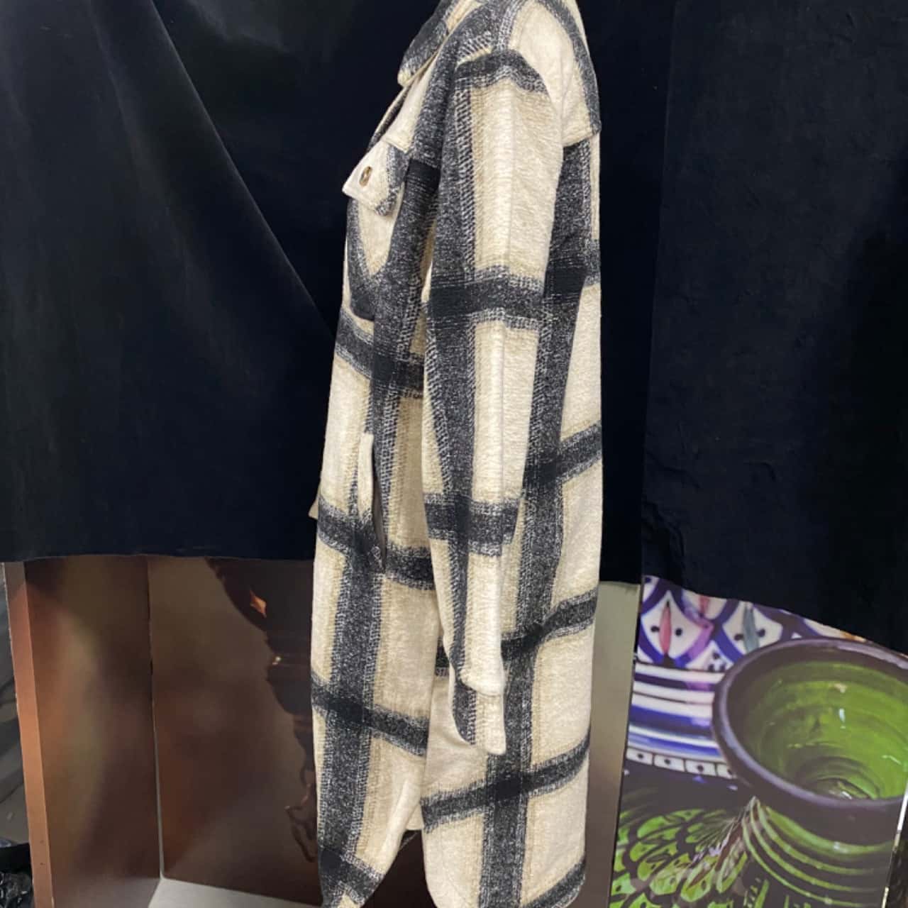 Ripcurl Long Beige Check Coat Size M RRP $149.95(s) - New With Tags ...