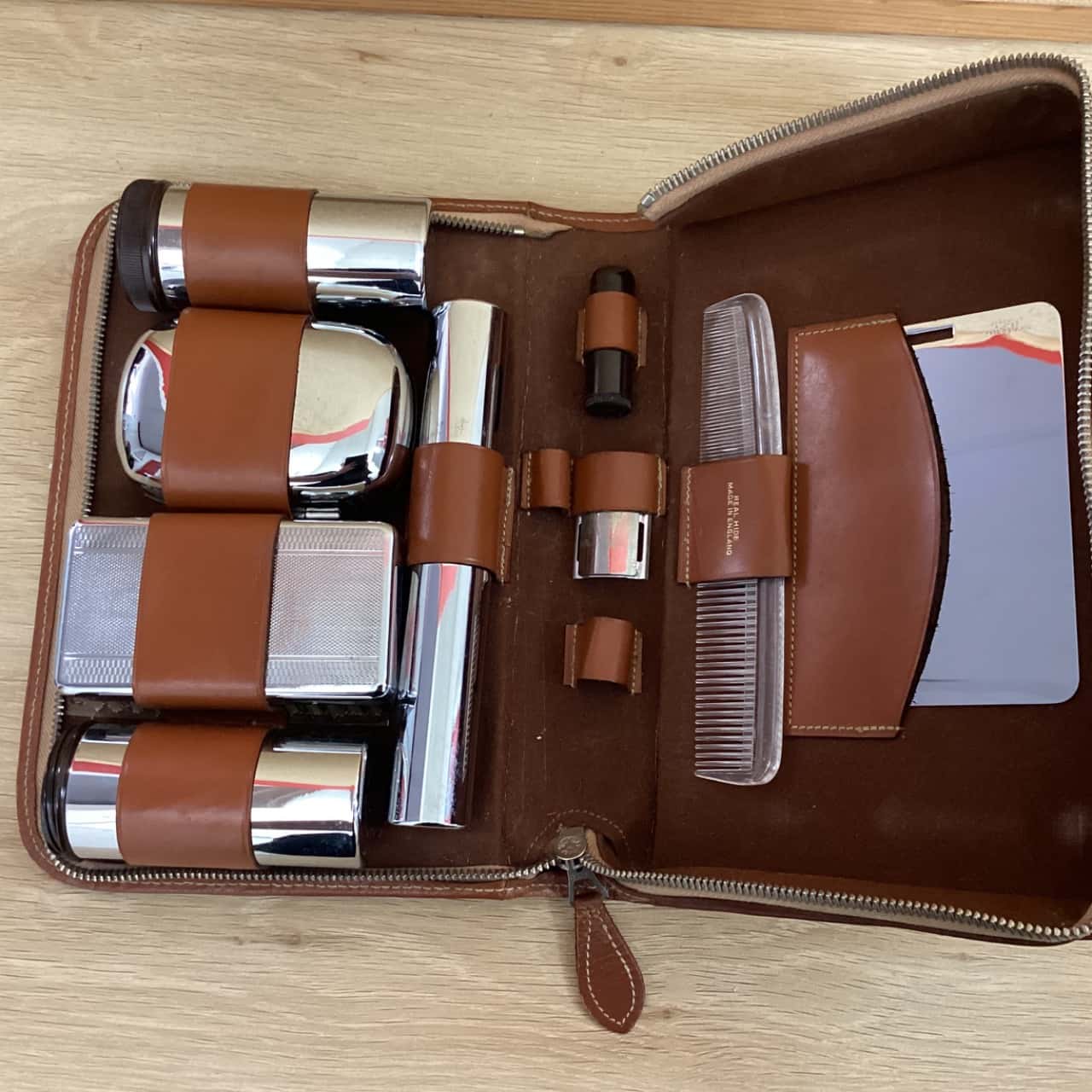 Vintage Leather Travel Grooming Case