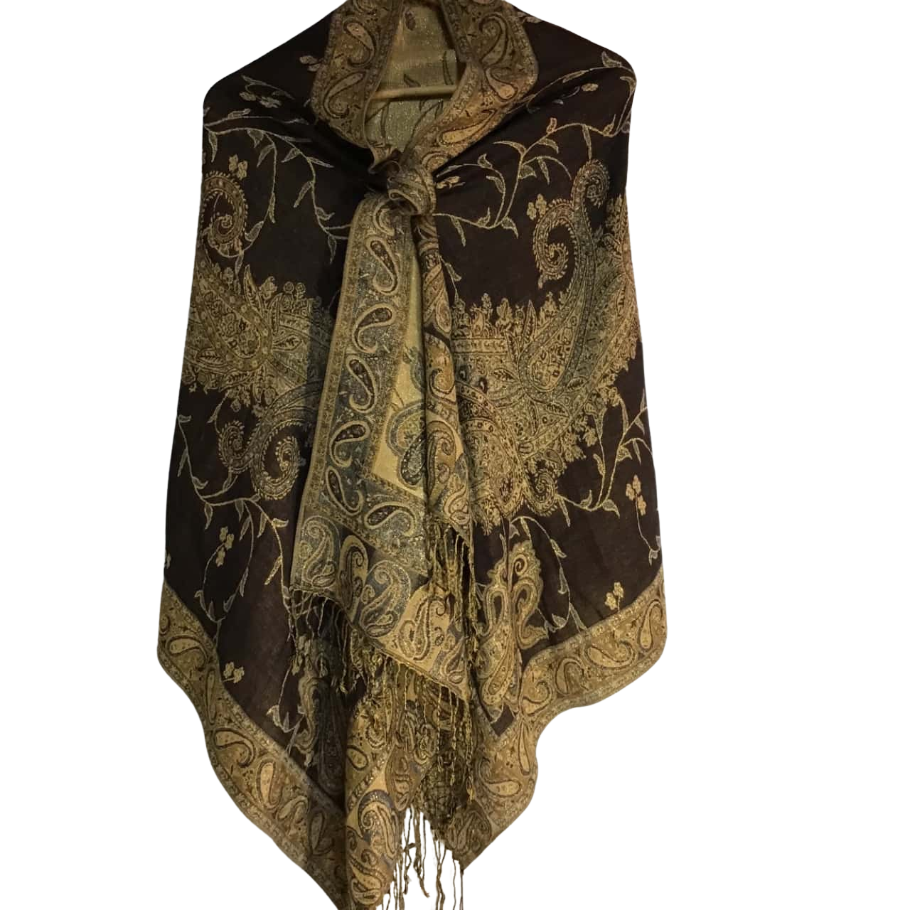 Womens Brown / Gold Pashmina Scarf