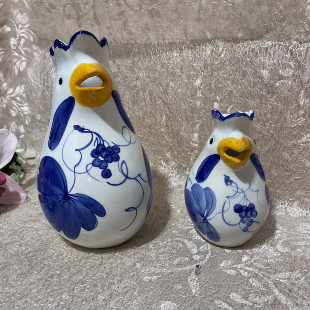 Ceramic Chicken Water Pitcher x2 Made In Italy (s)
