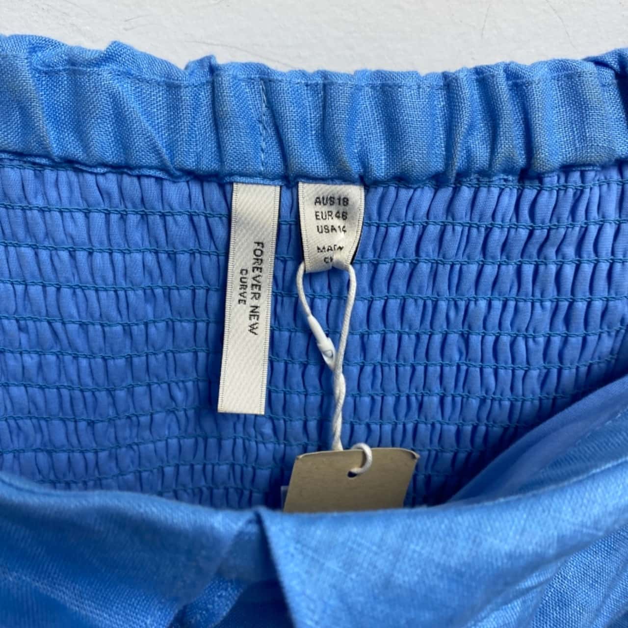 Forever New Womens Size 18 Ellie Curve ruffle Mini Dress / Light Maya