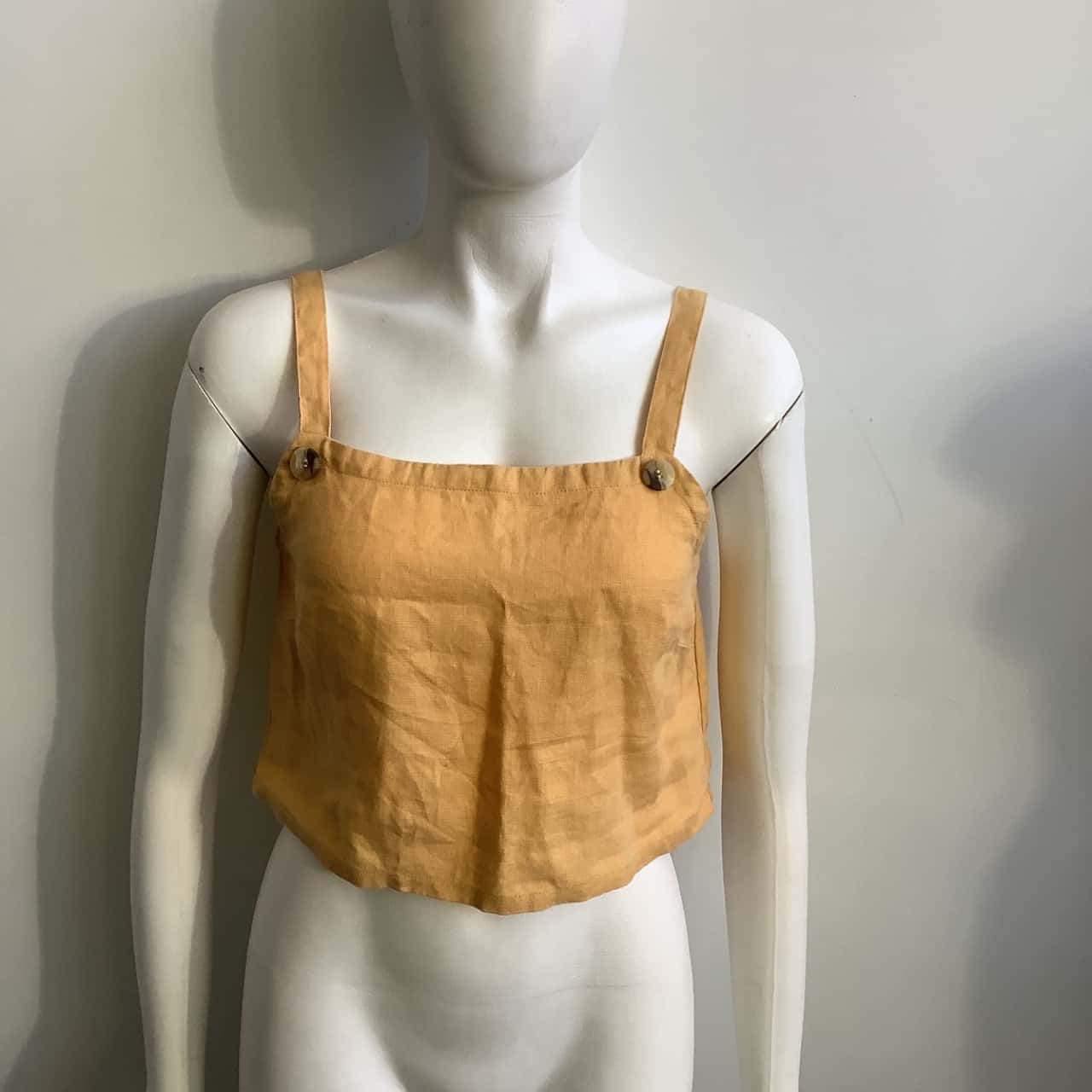 Ghanda Women’s Size S Linen Cropped Tank Tan Brown (s)