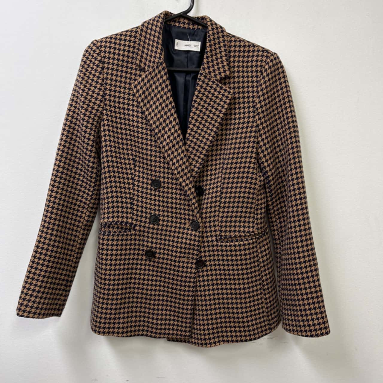 MNG Womens Size S Blazers Brown / Checked (s)