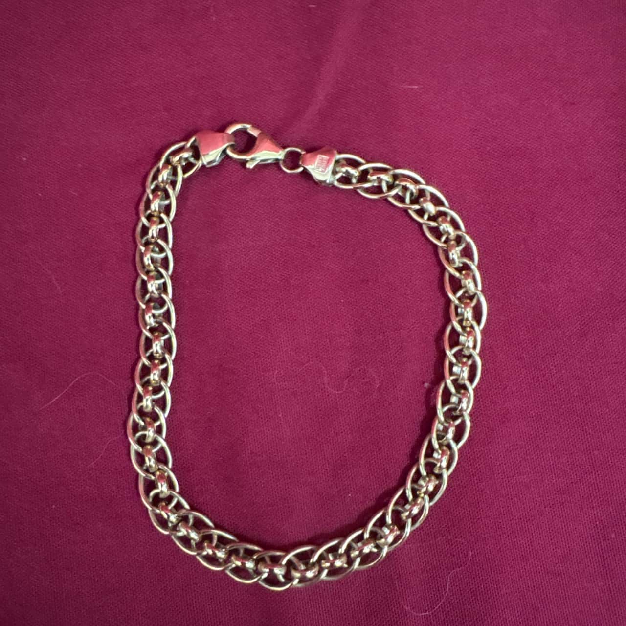Women's 375 Italy Silver Filled Double Link Chain Bracelet