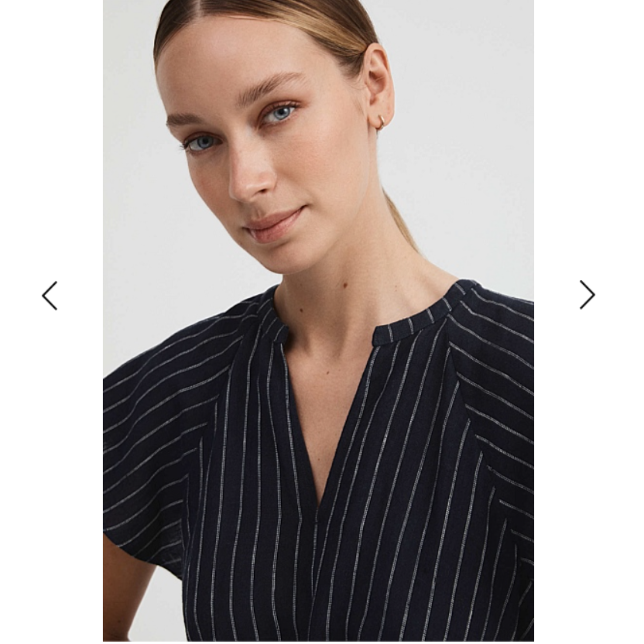 Witchery Navy Linen Pinstripe A-Line Dress Size 10 / M (s)