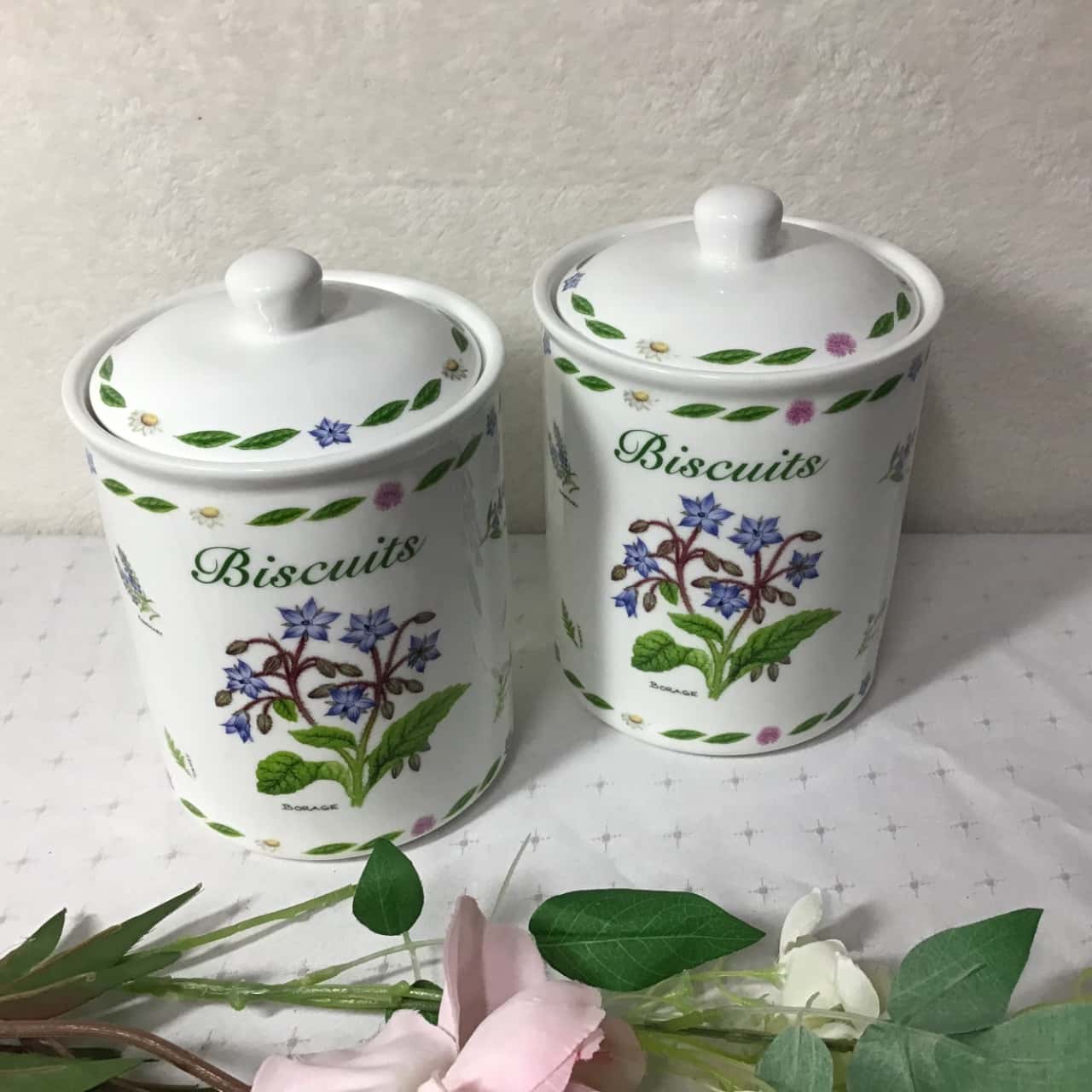 Kent Pottery Herb Garden Collection Porcelain Biscuit Canister with Lid ...