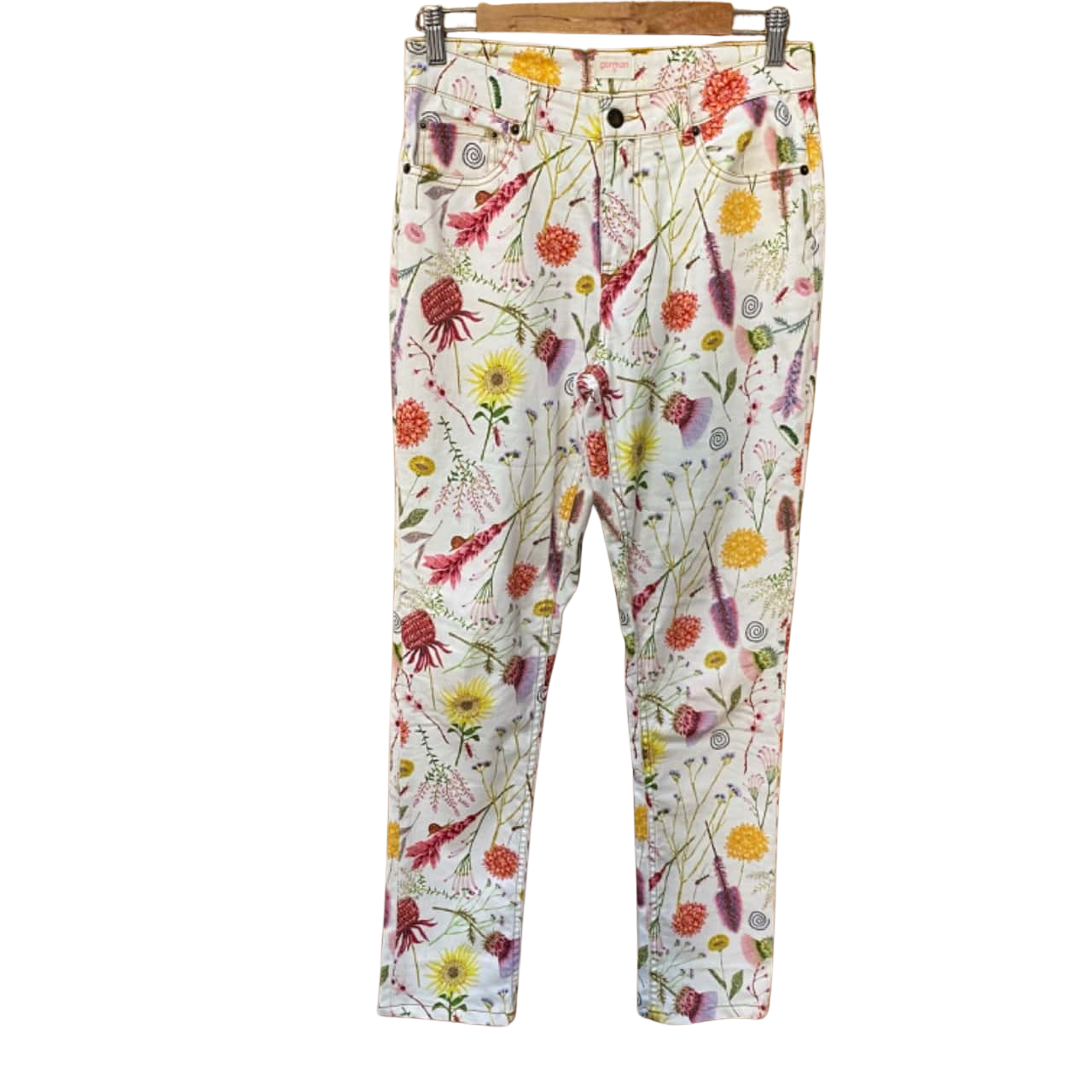 Gorman Off White Floral Pattern Cotton Pants Size 10(s)