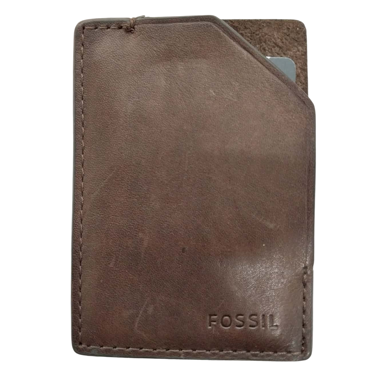 Fossil - Men's card case, Brown, leather. (s)