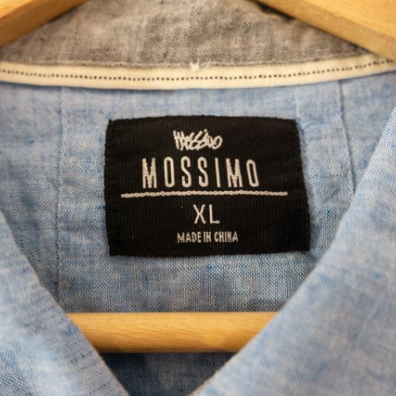 Mossimo Men's Chambray Short Sleeve Shirt Size XL Blue/Grey Linen ...