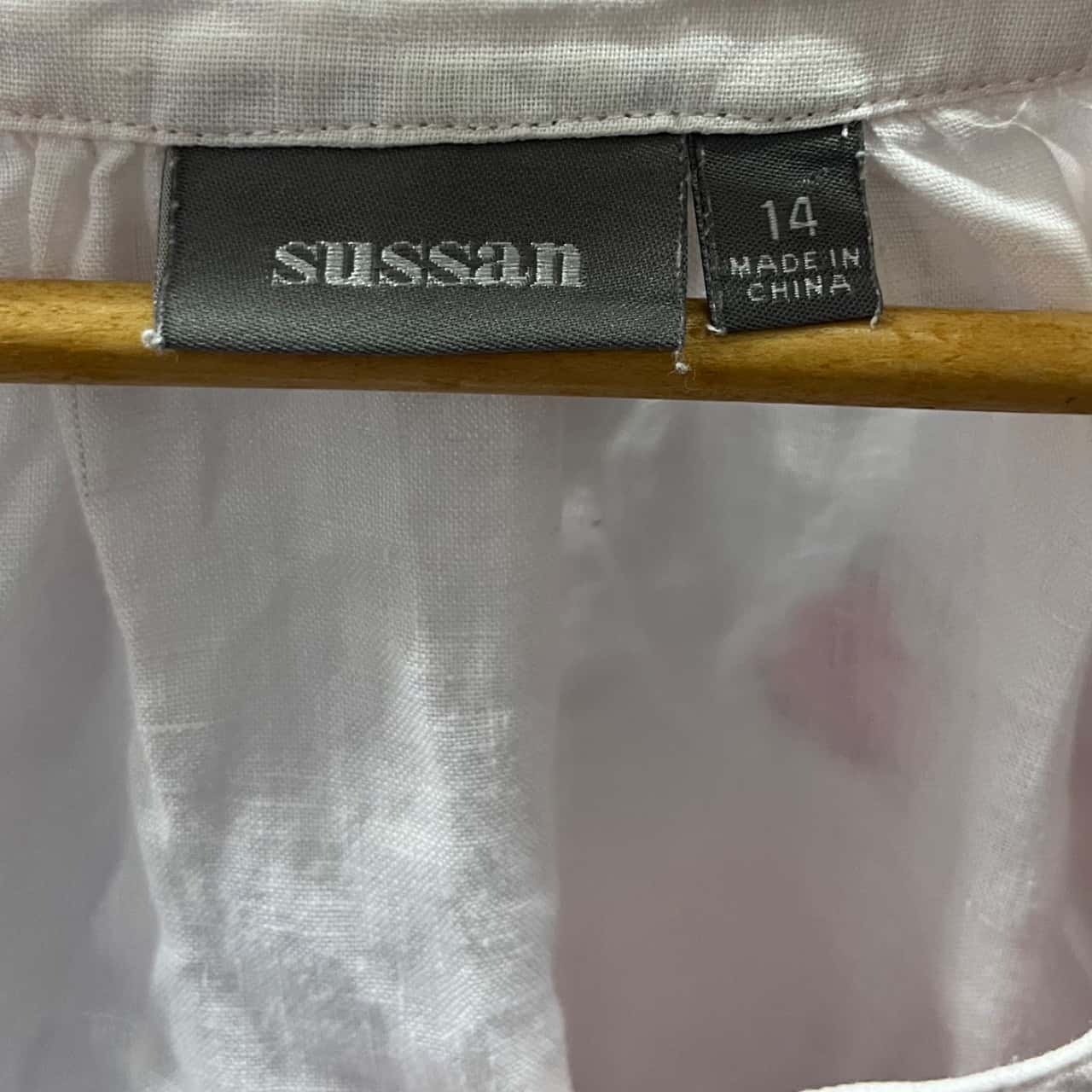 Sussan Linen Size 14 Short Sleeve Pale Pink Top(s)