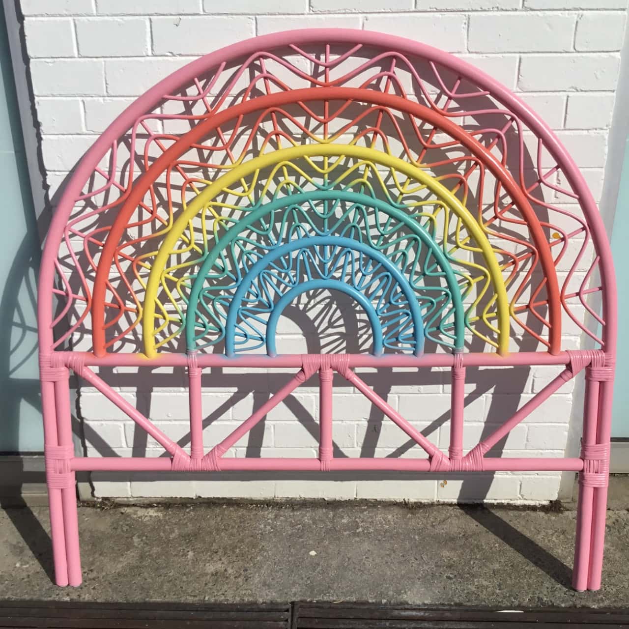 The Family Love Tree Rainbow Boho Bamboo Double Bed Head Rainbow New ...
