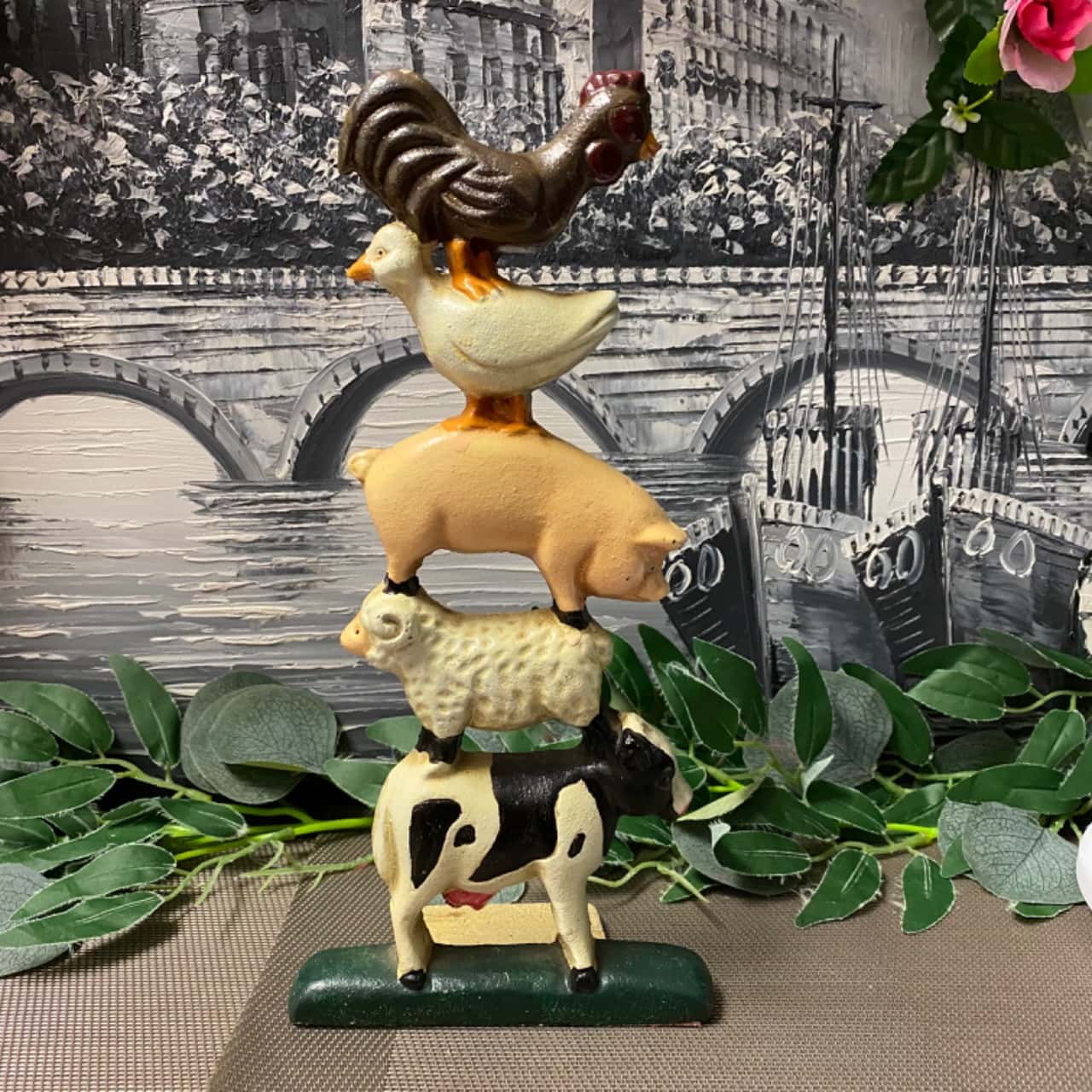 Farm animals metal cast iron door stopper (s)