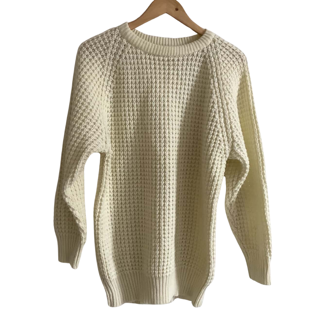 Vintage** Cream Crew Neck Rib Knit Size M