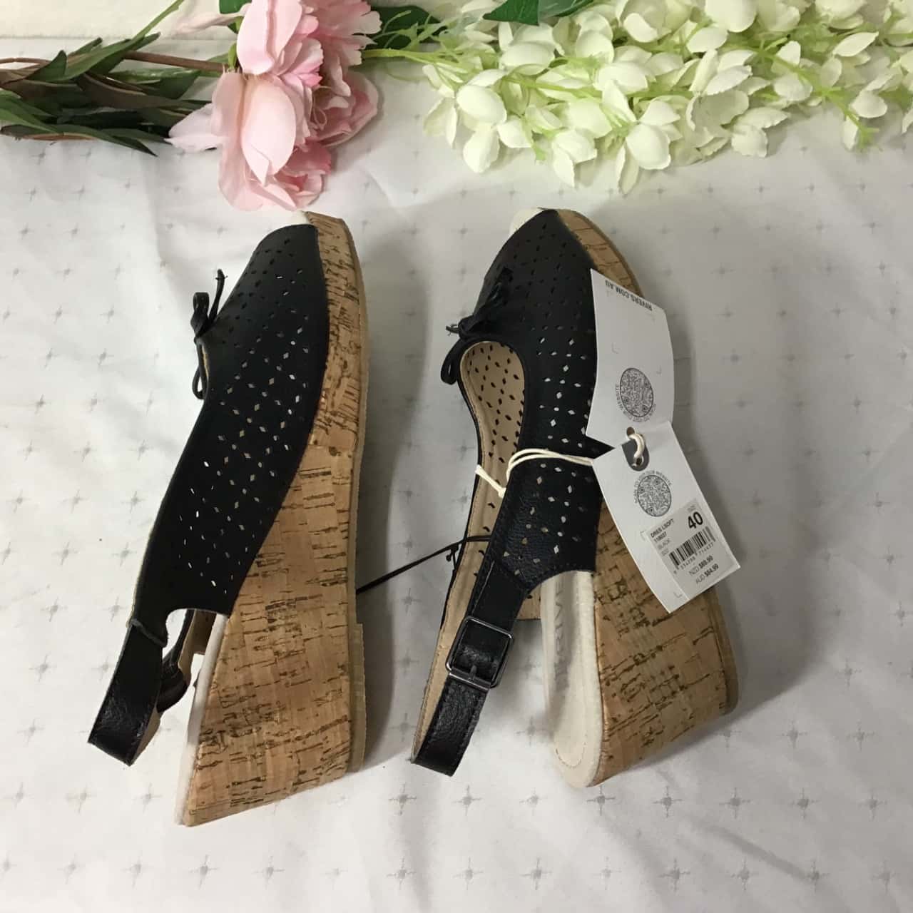 *REDUCED* Rivers Riversoft Womens Size 40 Black Leather Wedge Dress Sandals