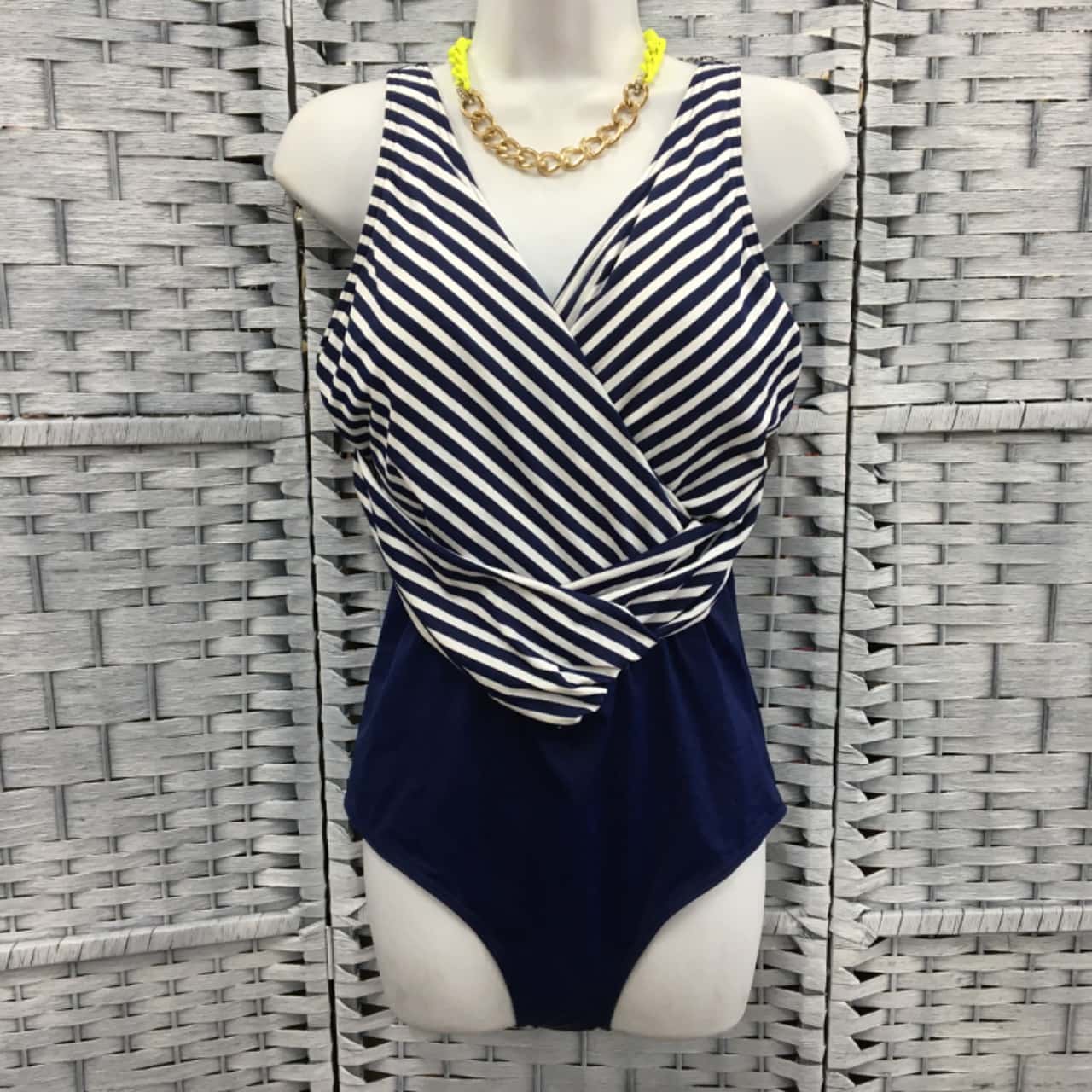 Khoko Womens Blue/Striped Bathers 14(s)