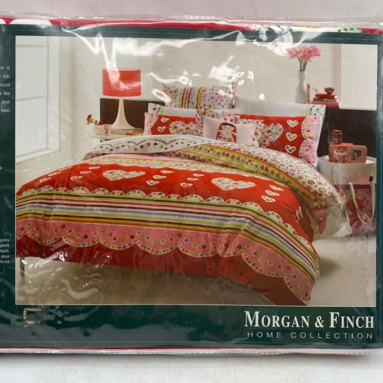 BNWT Morgan & Finch Single Bed Quilt Cover Heidi Red & Pink RRP $79.95 ...