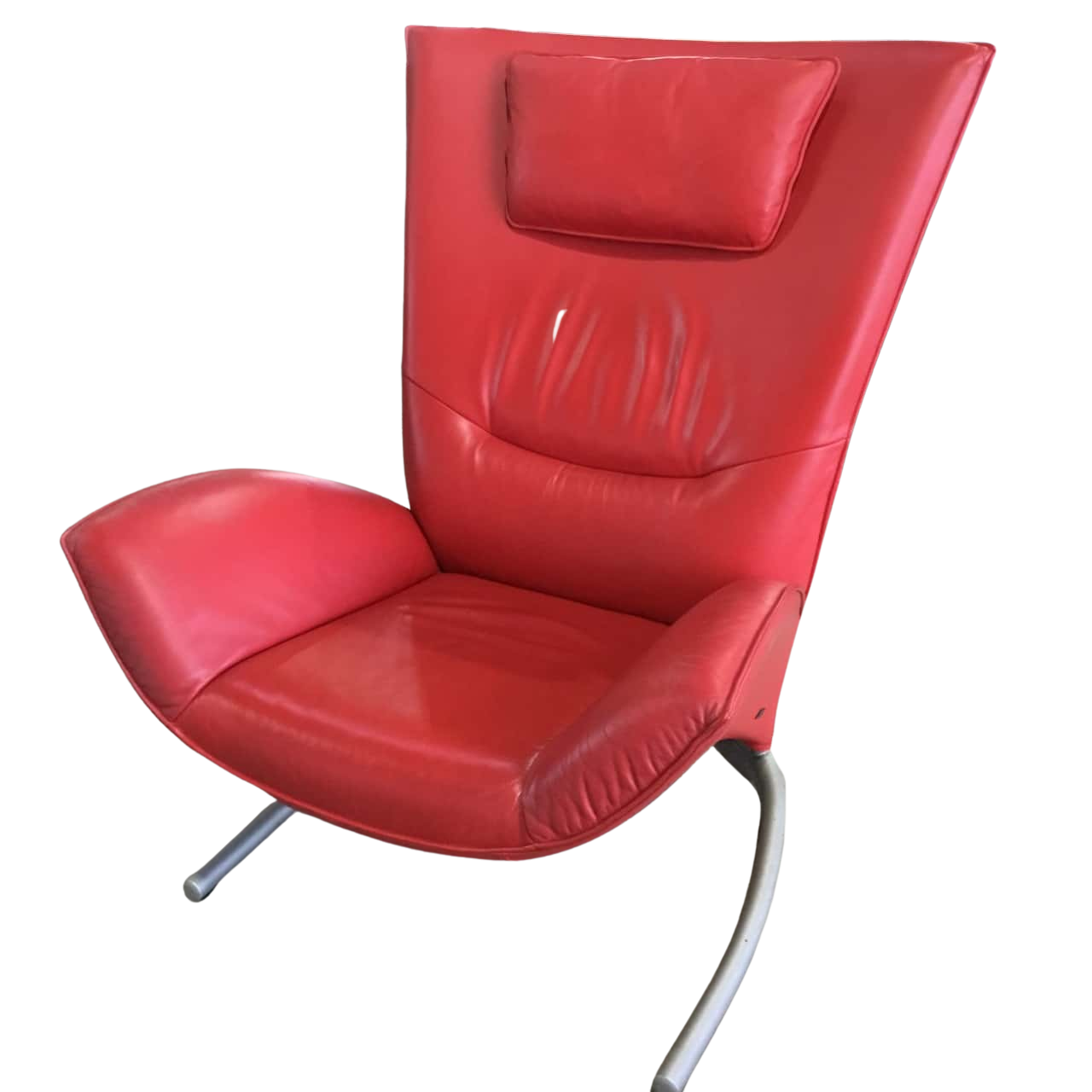 Rolf Benz Red Leather Lounge Chair