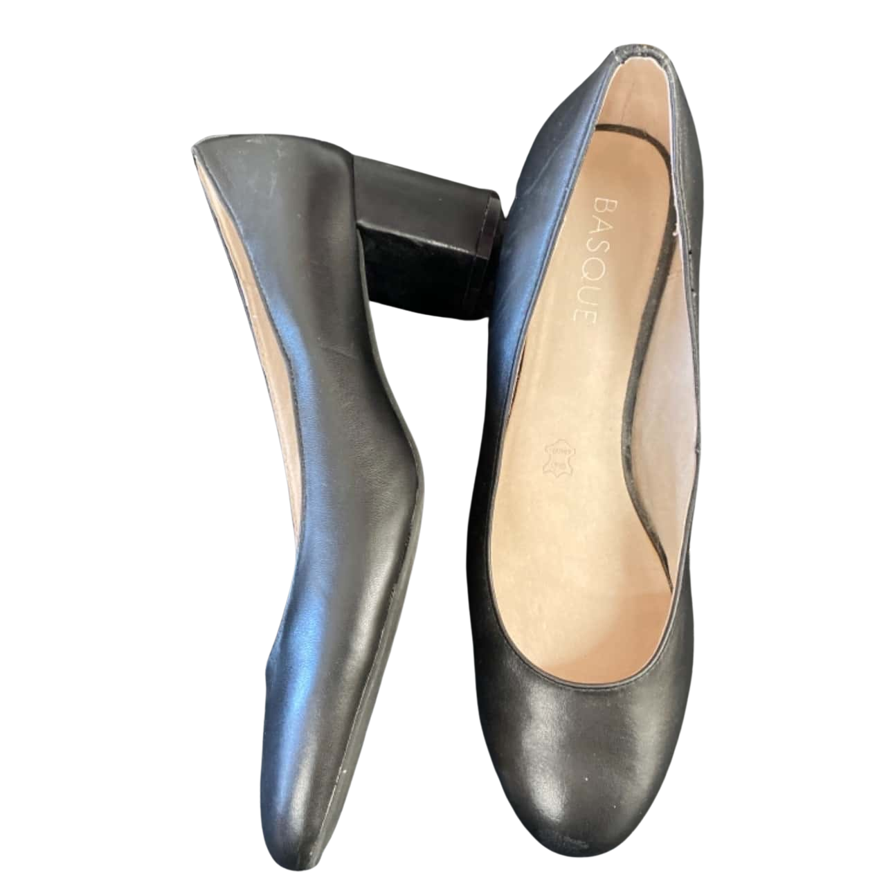 Basque Farrah Size 41 Black Heeled Court Shoes (s)