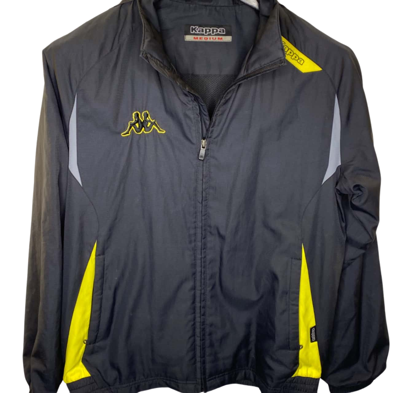 Kappa Mens Size M Performance Jacket Black/ Grey/ Yellow (s)