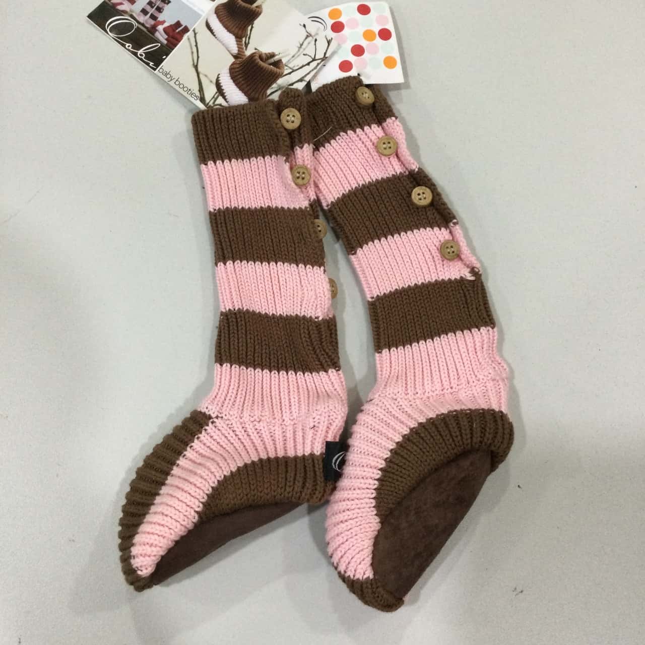 Oobi, Baby Knitted Knee Bootie, Size: 0/1Yr, Pink/Brown