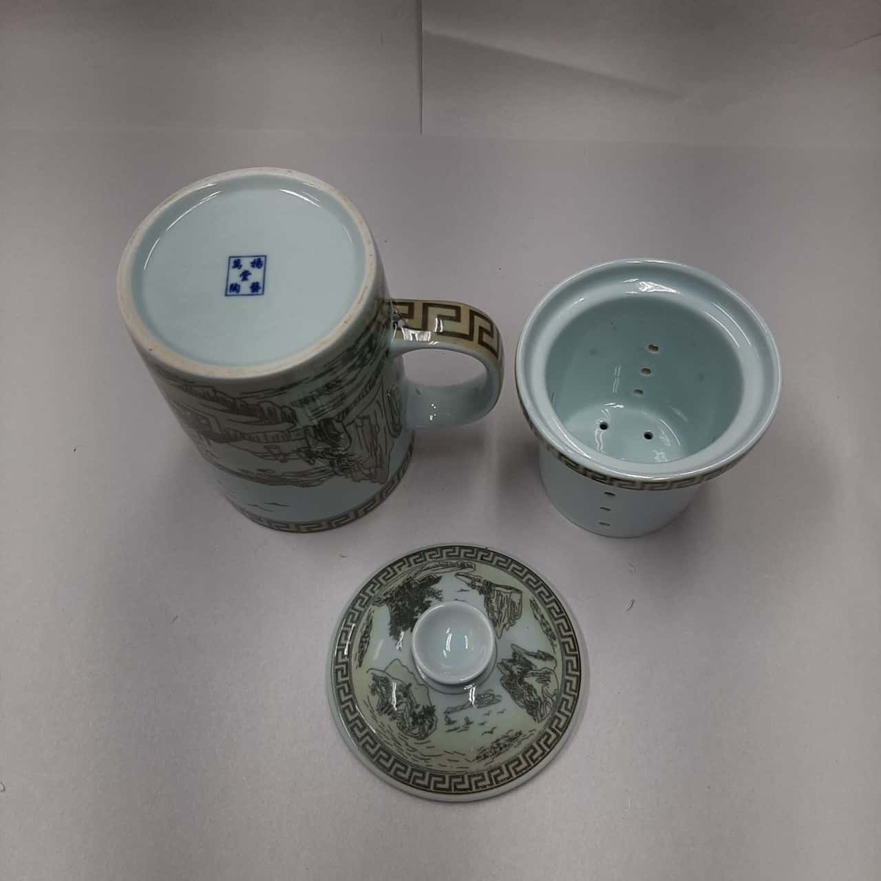 Chinese Mug with Tea Strainer and Lid(s)