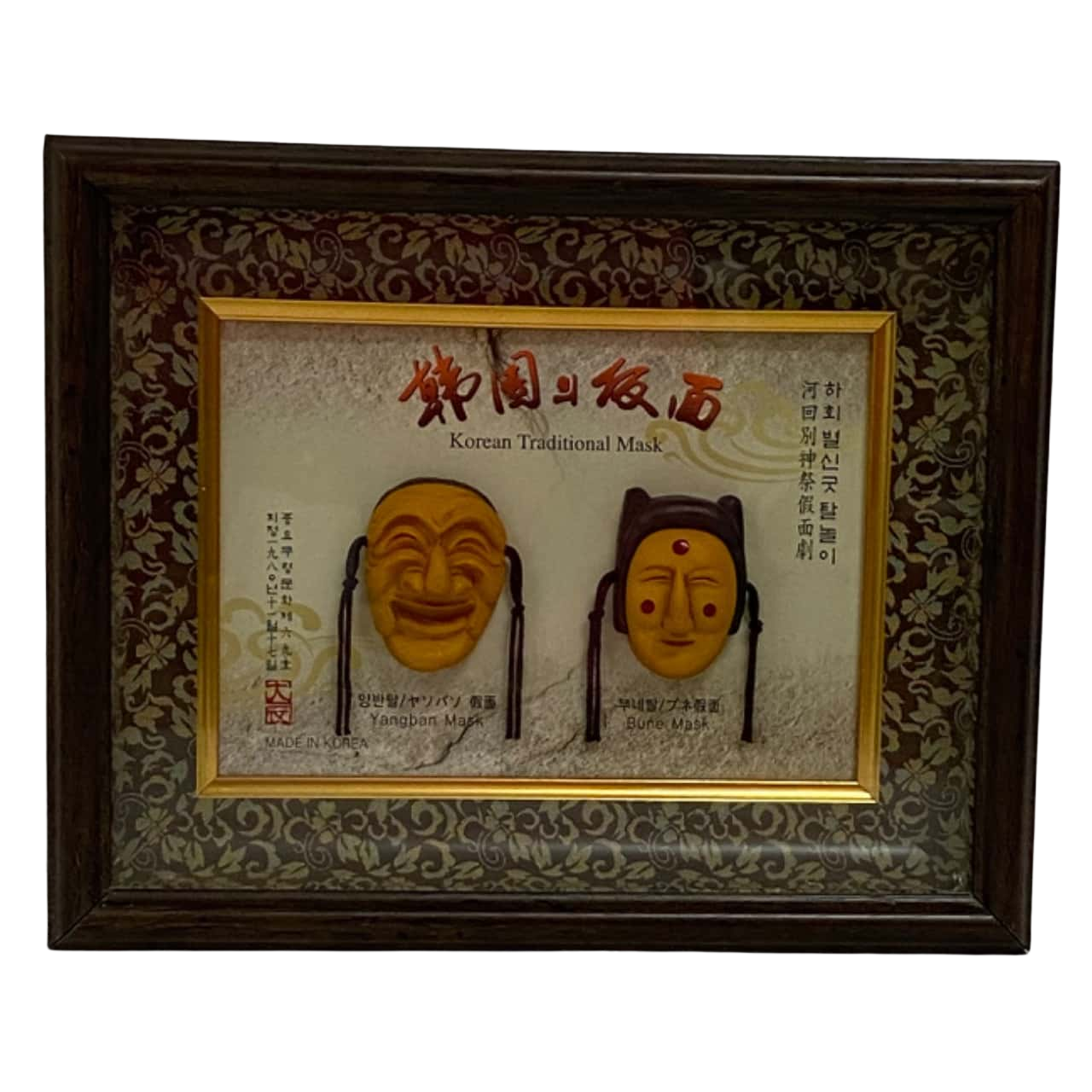 Framed Korean Traditional Masks 21cm x 16cm (s)