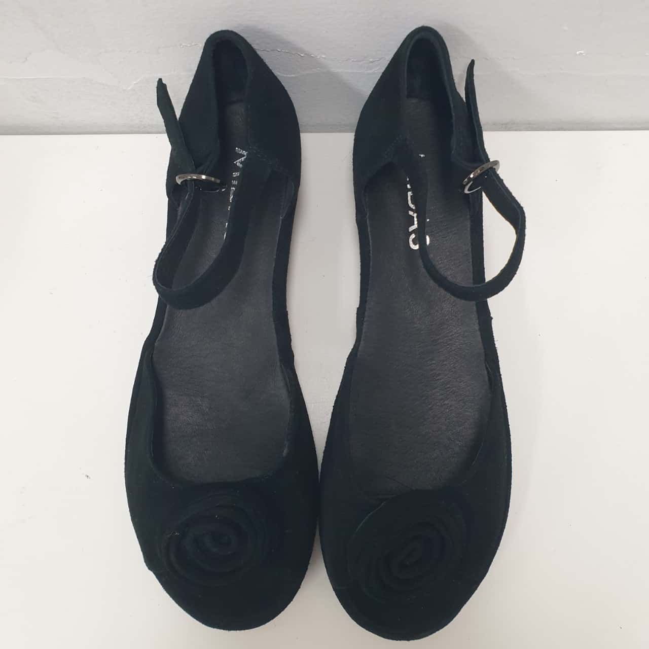 Midas Womens Size 40 Jenina Suede Leather Wedges Black (As New)(s)