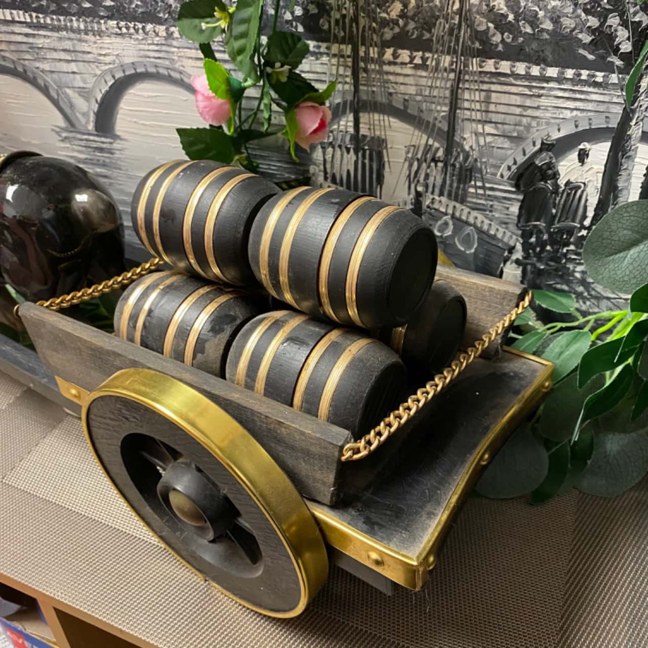 Vintage Melba Ware ceramic Clydesdale Shire hires with wooden cart ...