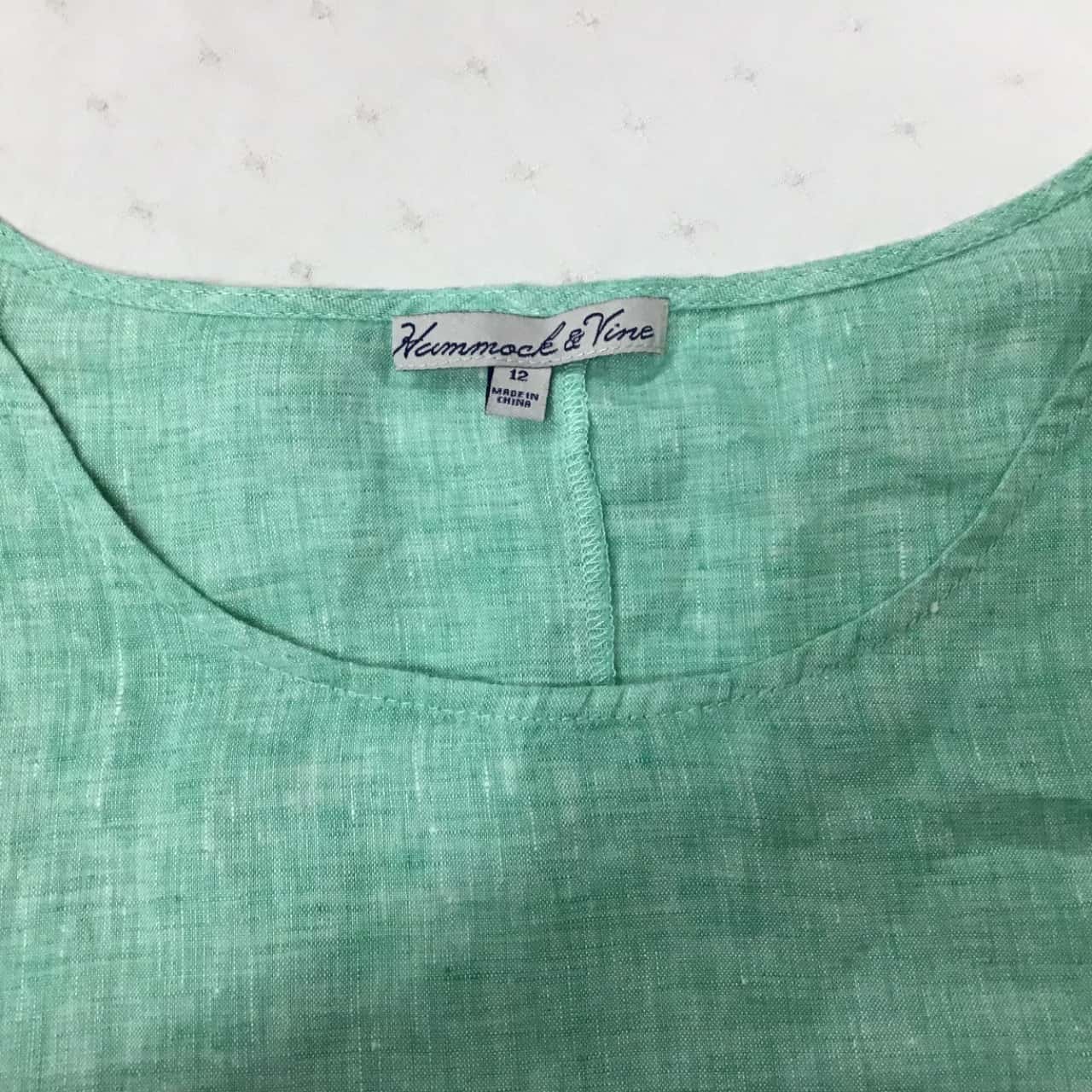 Hammond & Vine Womens Size 12 Green 100% Linen Short Sleeve Midi Dress