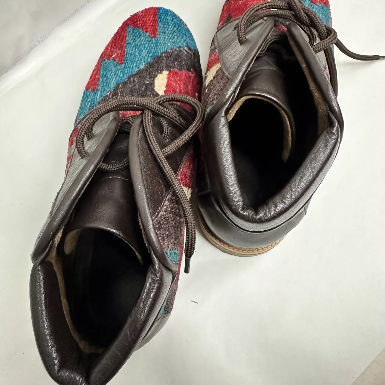 Kilim Men’s Handwoven Pattern Boots Black / Red / Teal - Used Good ...