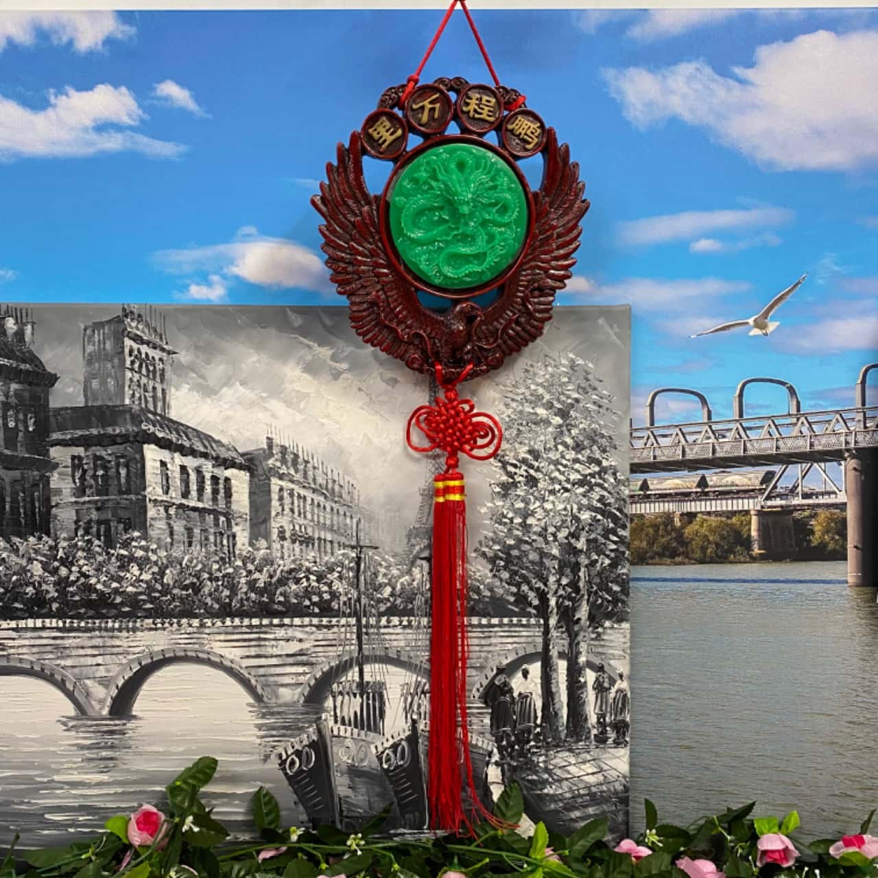 Chinese Resin Faux Jade - wall Hanging Green Dragon(please read ...