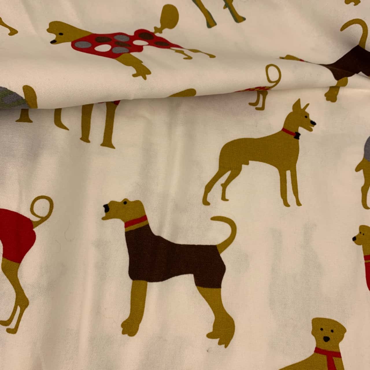 Cotton Fabric - Off White With Dog Design 120cm x 240cm