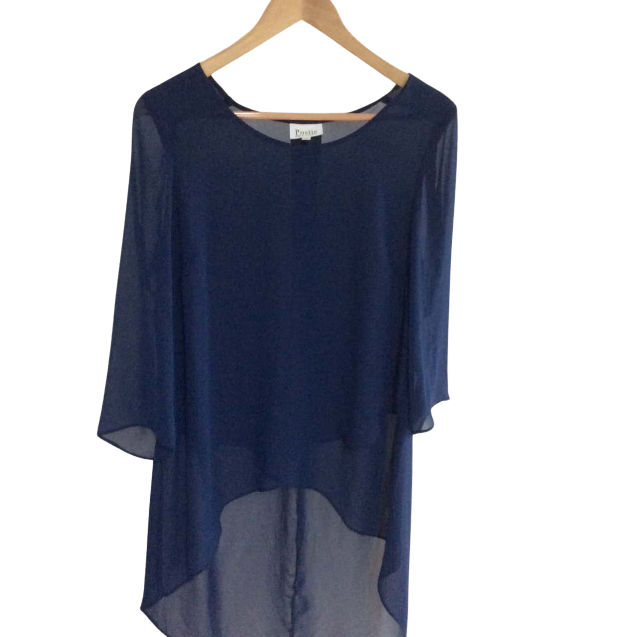 Postie Womens Size 12 3/4 Sleeve Top Blue (s)