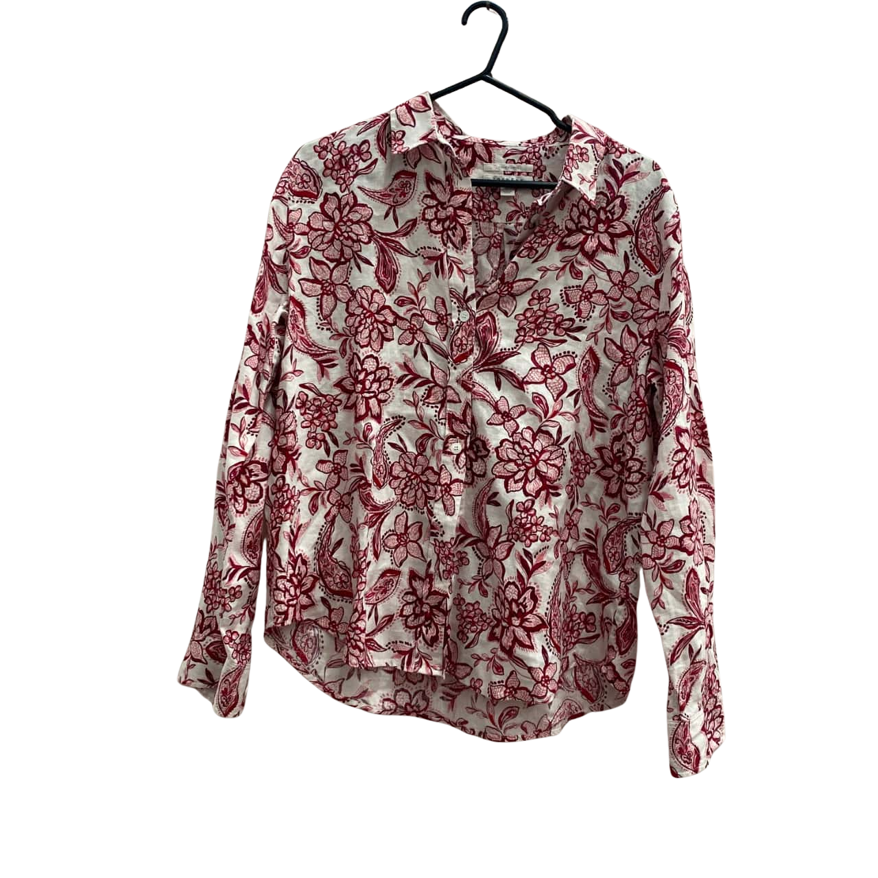 Trenery Womens Size XL Pink Floral French Linen Top