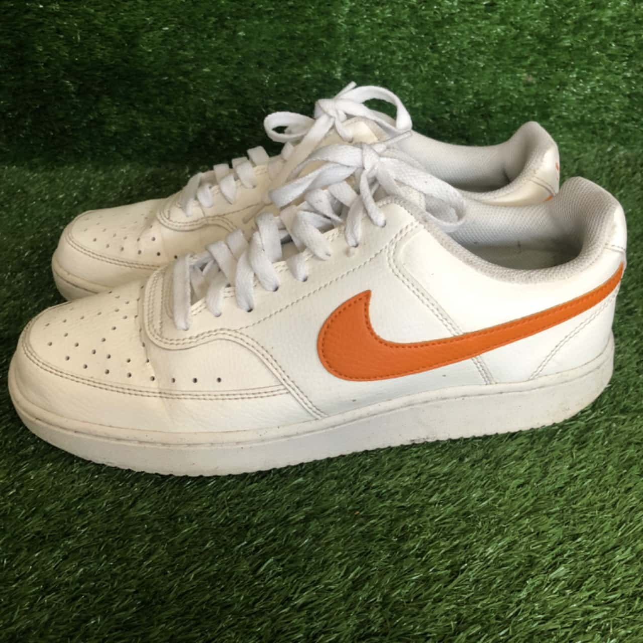 Nike Court Vision White Sneakers With Orange Swoosh Size 10 US(s)