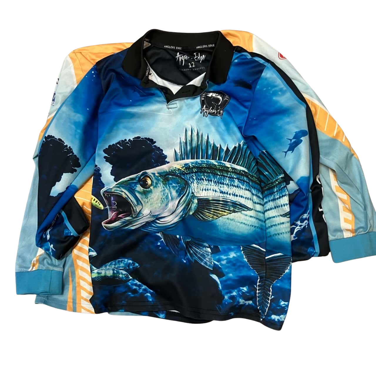 2 x Anglers Edge fishing shirts Size 12 plus 1 x BCF faded shirt(s)