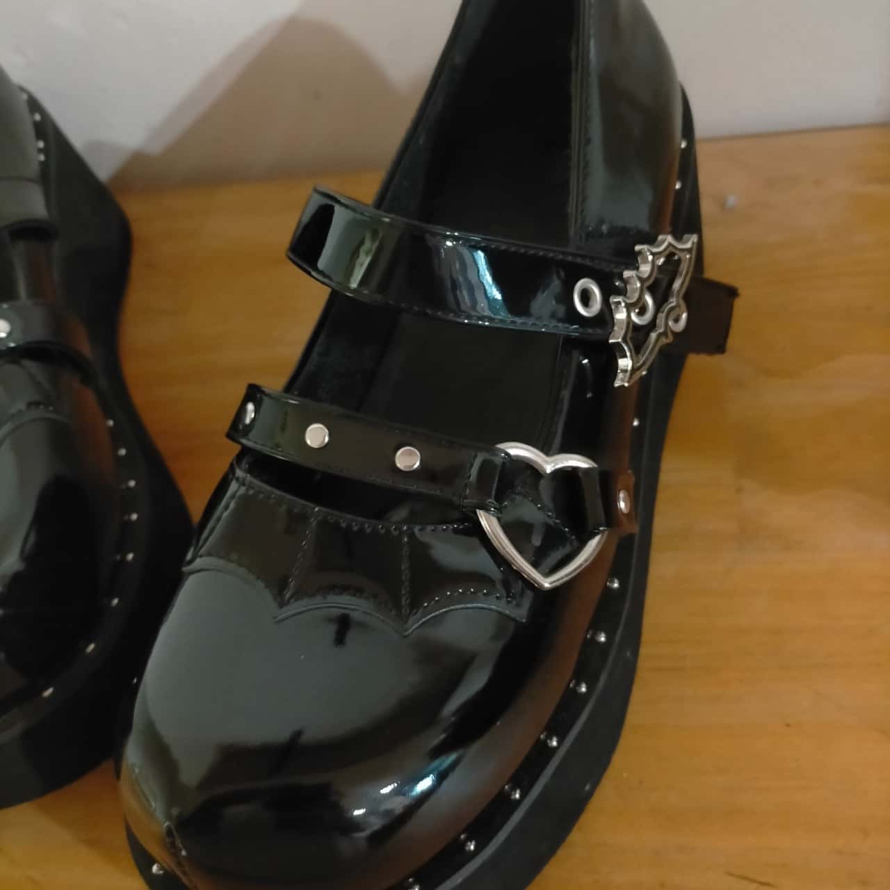 NWOT Size 40 Halloween / Goth Black Bat Platform Flats (s)