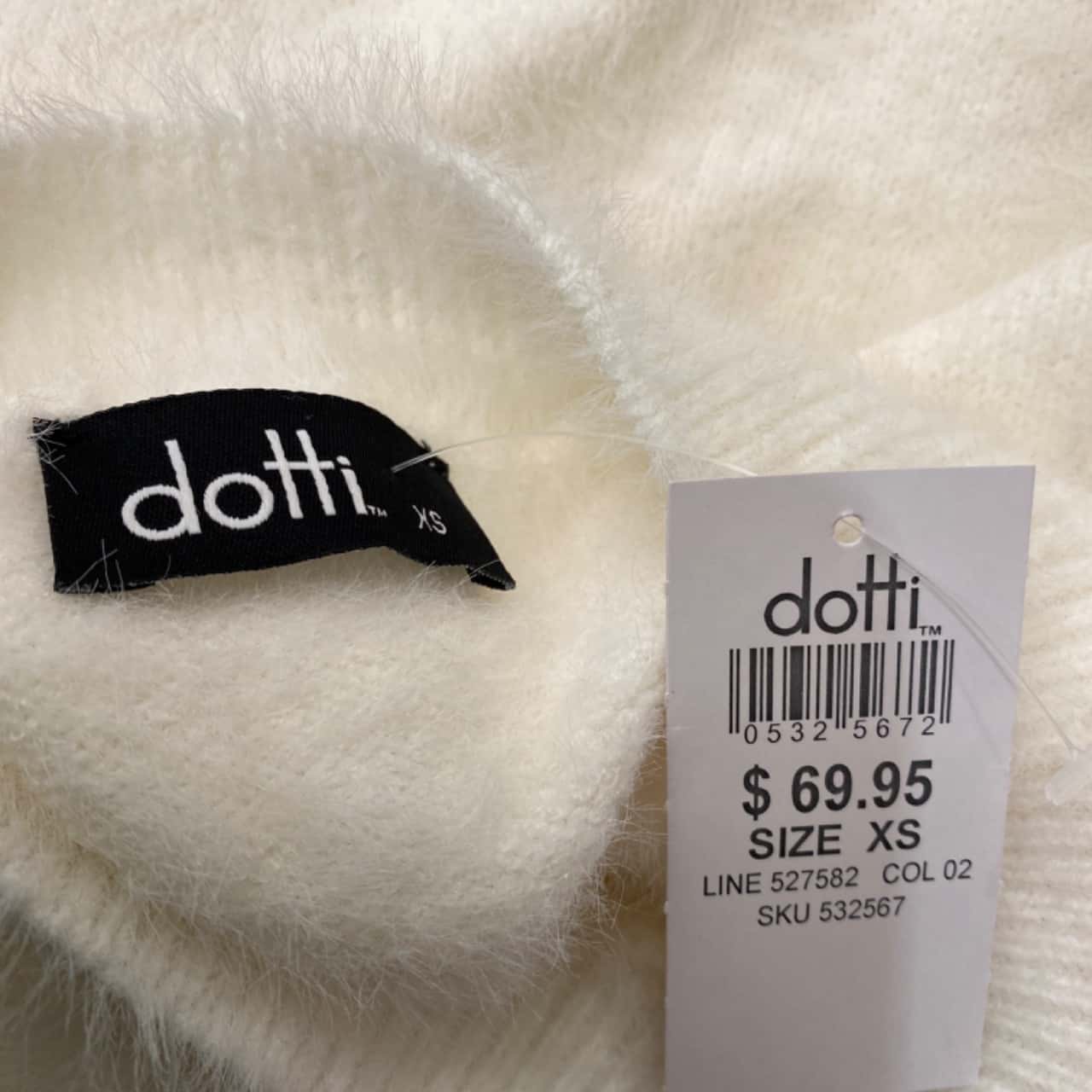 Dotti Womens Size XS White Fur Knit Jumper