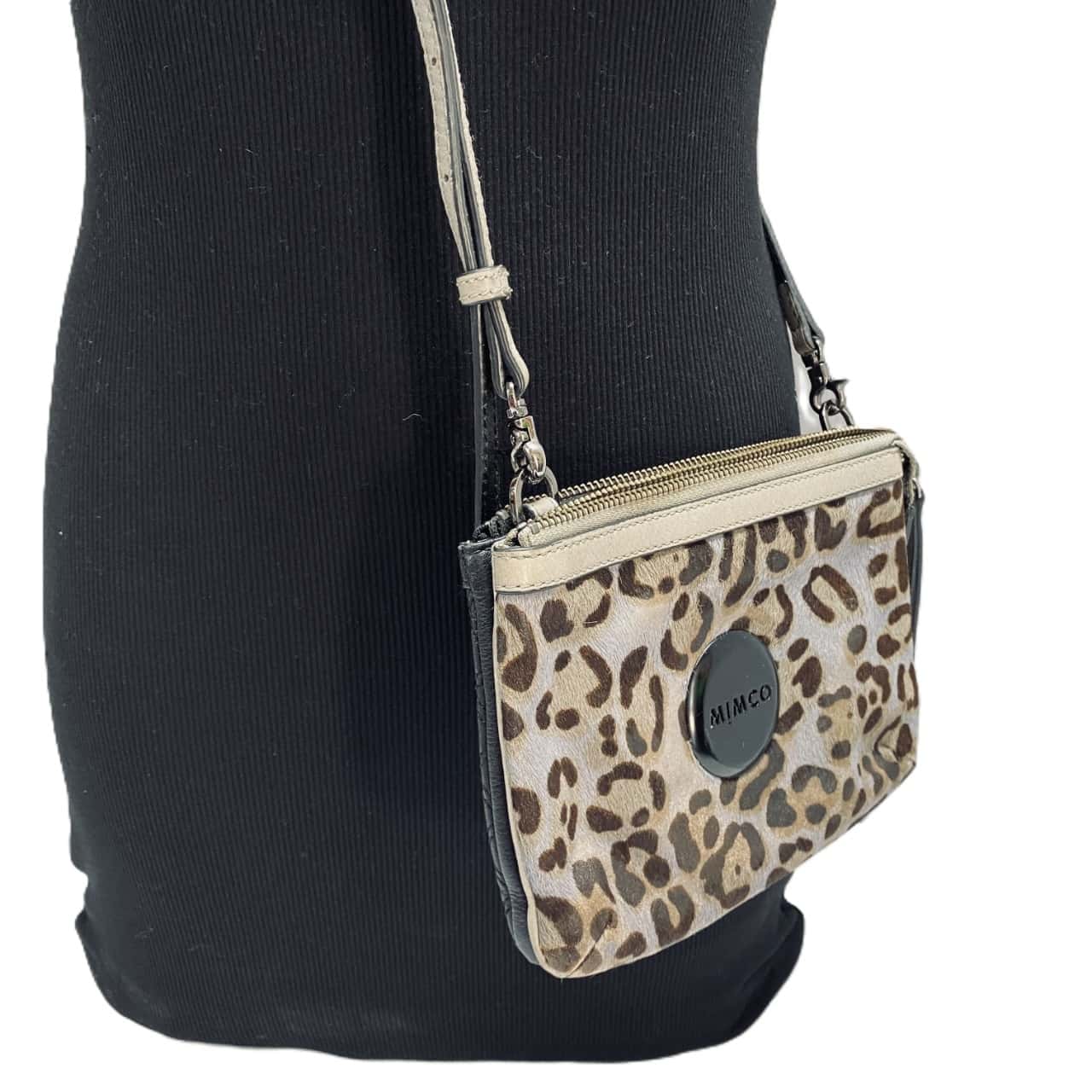 Mimco Crossbody Bag (Black Quilting & Leopard Print)(s)