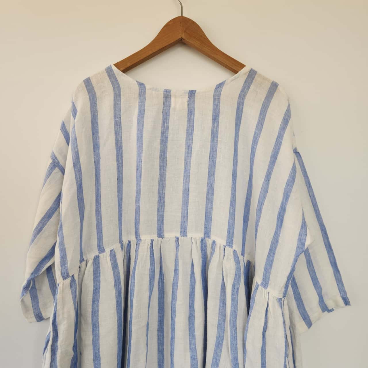 MegbyDesign White Blue Striped Linen Dress Size S (s) - Used As New ...