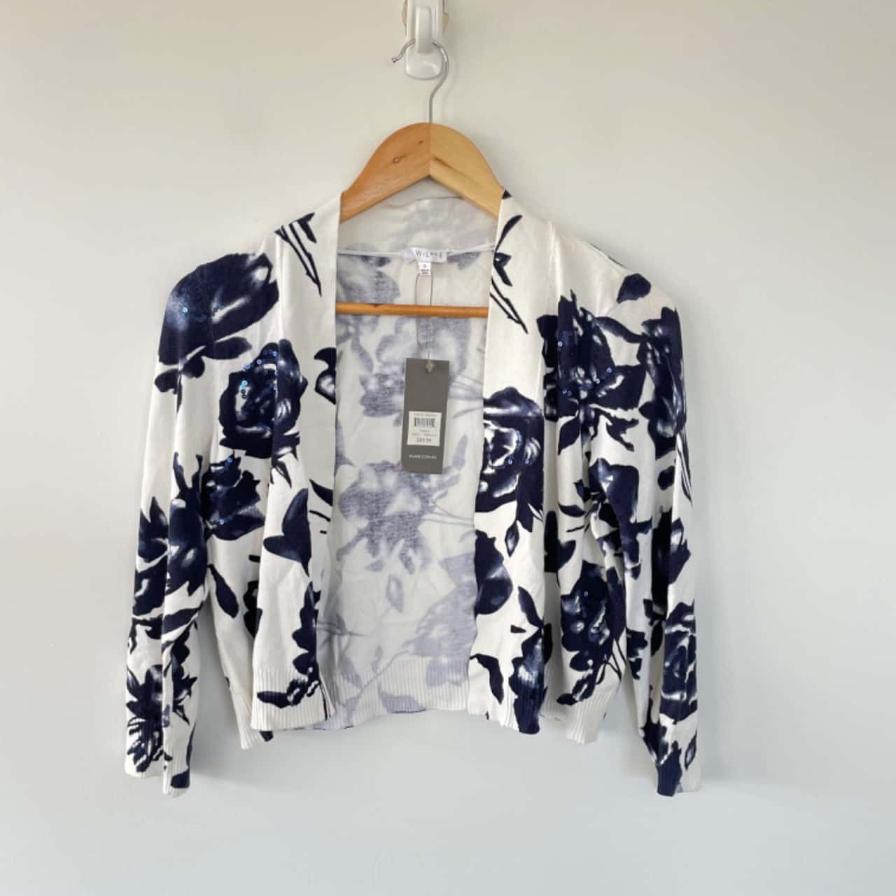 W-Lane Blue Embellished Printed Cardigan Open Bolero Size 8 / S