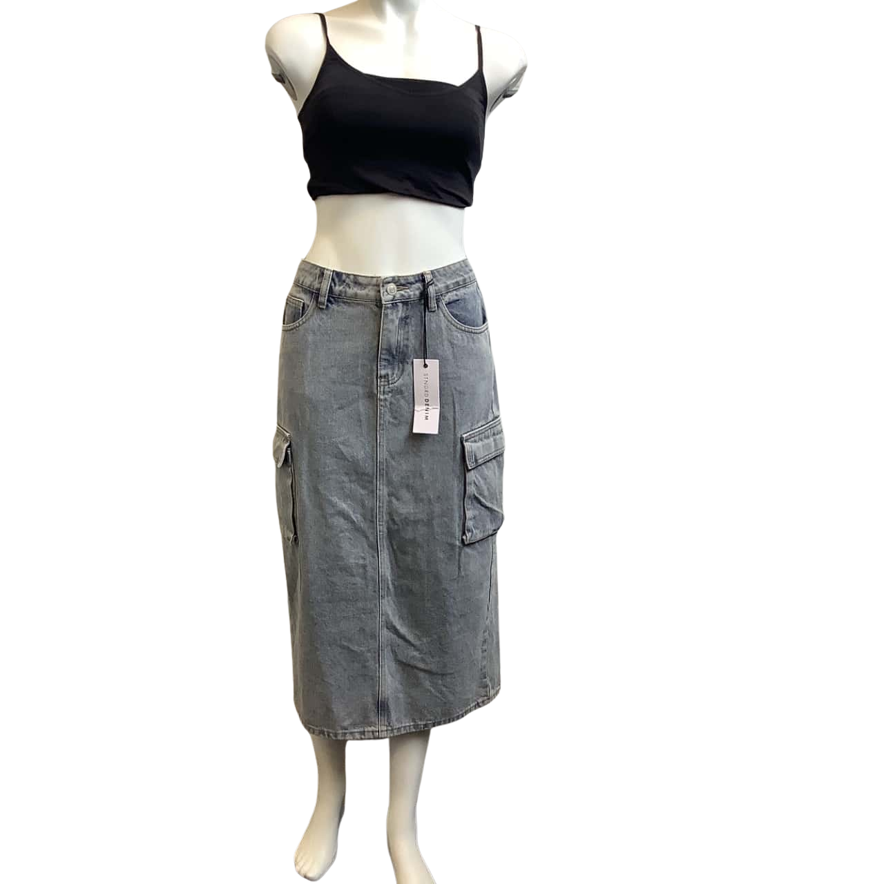Brand New STNDRD Denim Womens Size 10 Cargo Denim Skirt Blue(s)