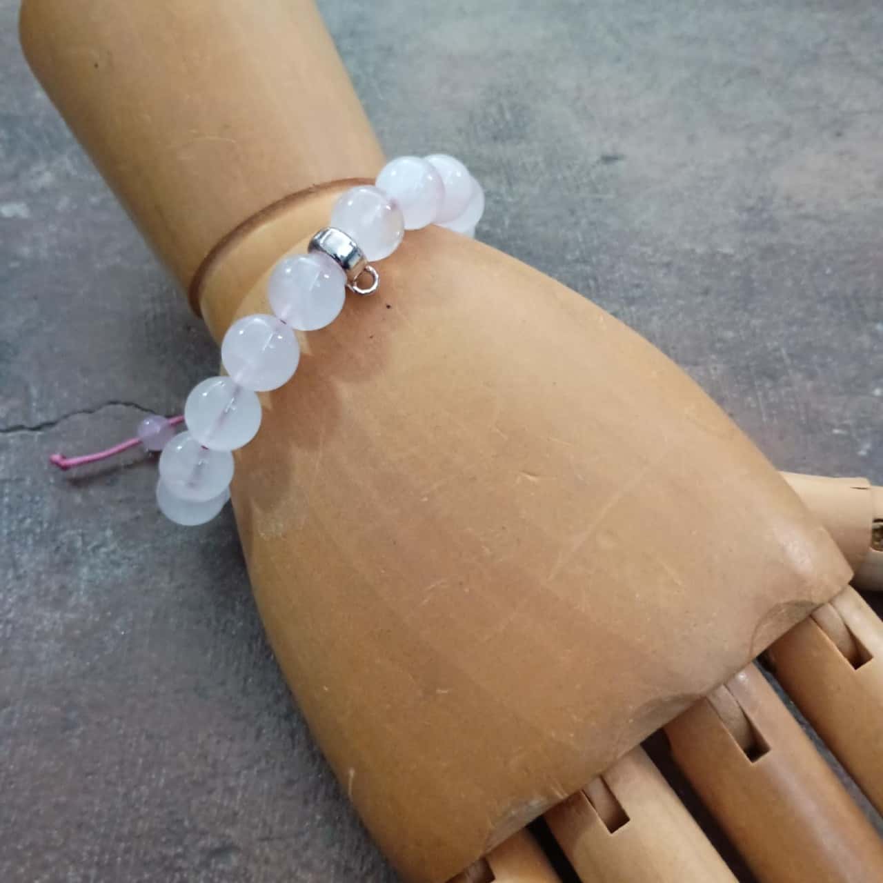 Pink Stone Rope Bracelet w/Pendant (s)