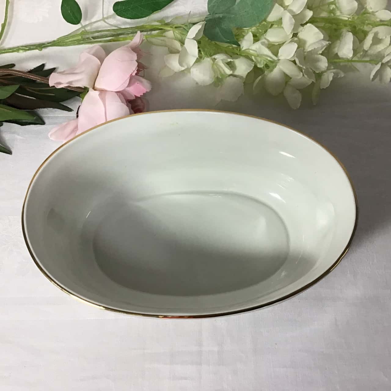 St. Michael “Chrysanthemum” Porcelain Oval Deep Bowl with Handles(s)