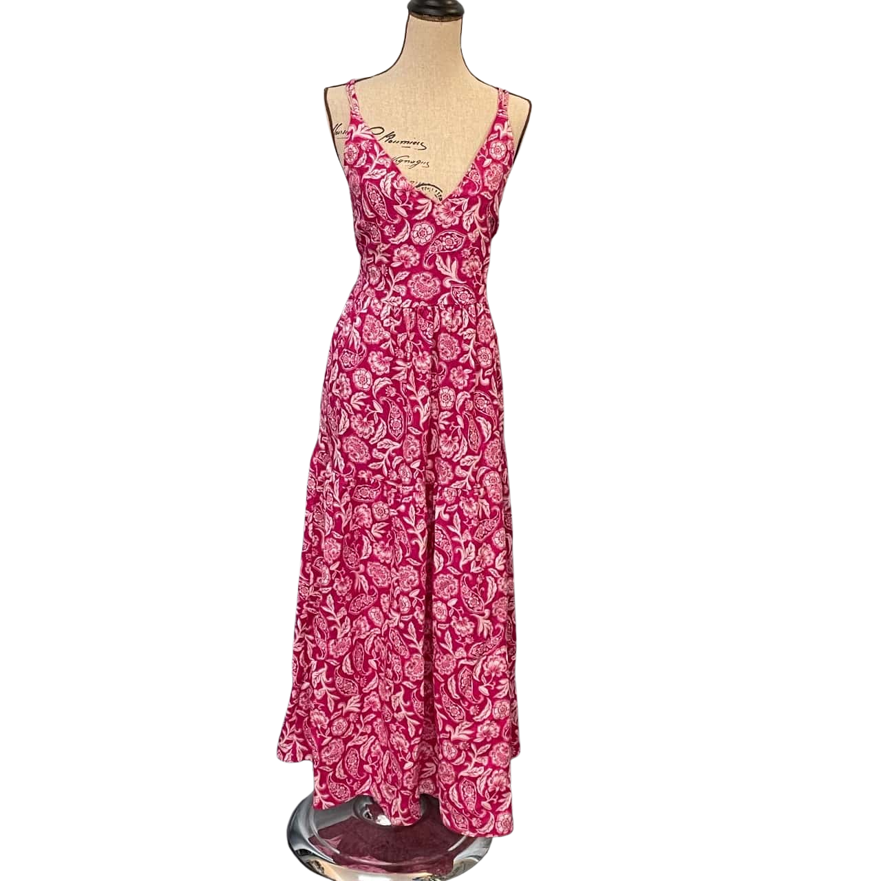 Witchery Womens Size 8 Maxi/Shoestring Strap Dress Floral/Pink/White(s)